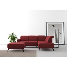 Sit & More Ecksofa SIT & MORE, B:249cm H:84cm T:205cm, rot, Wohnzimmer, Sofas, "Bailando L-Form", wahlweise mit Kopfteilverstellung und Vorziehsitz, motorisch