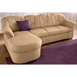 Ecksofa DOMO collection, B:231cm H:84cm T:142cm, beige, Kunstleder SOFTLUX / Struktur ( 90% Polyester, 10% Polyacryl );NaturLEDER (echtes Rindsleder)