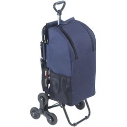 Wenko Einkaufstrolley, blau, Polyester, B:36,5cm H:103cm T:65cm, Einkaufsk&ouml;rbe, mit Sitz und Dreirad-System f&uuml;rs Treppensteigen