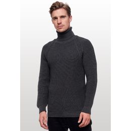 Rusty Neal Herren Rollkragenpullover, grau, Gr. XL, unifarben, 50% Baumwolle, 50% Polyacryl, Pullover, mit kuscheligem Rollkragen