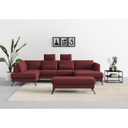 Sit & More Wohnlandschaft SIT & MORE, B:342cm H:88cm T:188cm, rot, Sofas, "Lindholm U-Form", mit Sitztiefenverstellung und Federkern