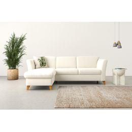 Ecksofa Home Affaire, B:249cm H:86cm T:162cm, beige, 100% Polyester, Wohnzimmer, Sofas, "Trelleborg L-Form", Federkern-Polsterung, wahlweise mit