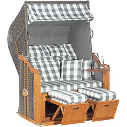 SUNNYSMART Strandkorb "Rustikal 255 Plus", grau, B:125cm H:160cm T:90cm, Strandkörbe, 2-Sitzer, komplett montiert, Oberkorb in einem Stück geflochten