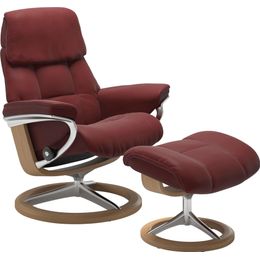 Hocker stressless, B:53cm H:41cm T:39cm, rot, Leder BATICK: durchgefärbtes und genarbtes Möbelleder;Leder PALOMA: durchgefärbtes