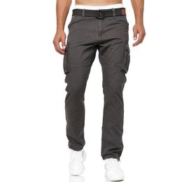 INDICODE Herren Cargohose "INWilliam", grau, Gr. XXL, unifarben, Web, Obermaterial: 100% Baumwolle, Hosen