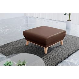 Sit & More Polsterhocker SIT & MORE, B:90cm H:46cm T:90cm, braun, 100% PES, Hocker, "Lavida", Mit elegantem Holzrahmen