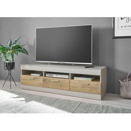 Lowboard Inosign, B:150cm H:46cm T:45cm, grau, Sideboards, "SCARA", mit Applikation Zinneiche Dekor, Breite 150 cm, mit Softclose-Funktion