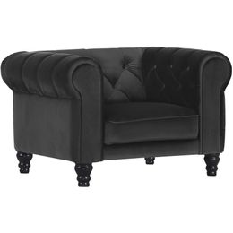 Chesterfield-Sessel GUTMANN FACTORY, B:105cm H:75cm T:90cm, schwarz, 100% Polyester, Sessel