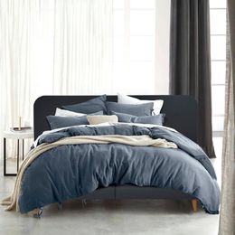 Boxspringbett Andas, blau, Strukturstoff-Bezug (100% Polyester), Komplettbetten, "Premium", Steppung mit Knopfheftung, inkl. Topper