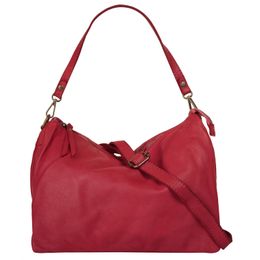 Samantha Look Damen Umhängetasche, rot, Leder, leicht glänzend, unifarben, Taschen, echt Leder, Made in Italy