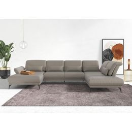 Wohnlandschaft Inosign, B:382cm H:88cm T:242cm, grau, 95% Polyester, 5% Polyamid, Sofas, "Coco U-Form", Sitztiefen-, Arm- und Kopfteilverstellung,