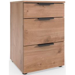Nachtkommode wimex, B:41cm H:61cm T:41cm, braun, Spanplatte, Sideboards, "Level by fresh to go", 3 Schubladen mit soft-close Funktion, 41cm breit,