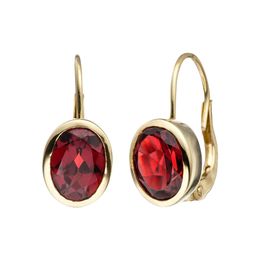 Jobo Damen Paar Ohrh&auml;nger, Gelbgold 333, gold, Gelbgold 333, Ohrringe, 333 Gold mit Granat
