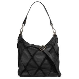 Samantha Look Damen Henkeltasche, schwarz, Leder, leicht glänzend, unifarben, Taschen, echt Leder, Made in Italy