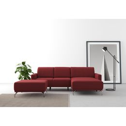 Sit & More Ecksofa SIT & MORE, B:251cm H:84cm T:163cm, rot, Wohnzimmer, Sofas, "Bailando L-Form", wahlweise mit Kopfteilverstellung und Vorziehsitz, motorisch