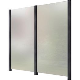 STAKET PRO Zaun, H/L: 188cm x 2,29m, Pfosten: 3 Stk., grau, Zaunelemente, Glaszaun, Gesamtlänge: 2,29 m, 3 Pfosten