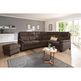 Ecksofa Home Affaire, B:265cm H:104cm T:215cm, braun, Struktur weich (90% Polyester / 10% Polyamid);Luxus-Microfaser (100%