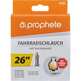 Prophete Fahrradschlauch "Fahrradschlauch", 48mm, Dunlopventil (DV), 26 Zoll (66,04cm), schwarz, Fahrradschl&auml;uche