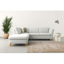 Ecksofa Home Affaire, B:252cm H:86cm T:213cm, grau, 100% Polyester, Wohnzimmer, Sofas, "Trelleborg L-Form", Federkern-Polsterung, wahlweise mit