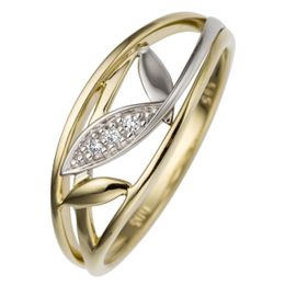 Jobo Damen Diamantring, 56, SI = kleine Einschlüsse, Diamanten Gelbgold 585 Weißgold 585, gelb, Diamanten, Gelbgold 585, Weißgold 585, Fingerringe,