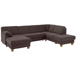Wohnlandschaft Home Affaire, B:314cm H:88cm T:91cm, braun, Luxus-Microfaser Vintageoptik(100% Polyester);Struktur fein ( 100%