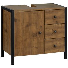 Waschbeckenunterschrank Home Affaire, B:60cm H:55cm T:35cm, braun, Holzwerkstoff, Badezimmer, Schr&auml;nke, "Chris"