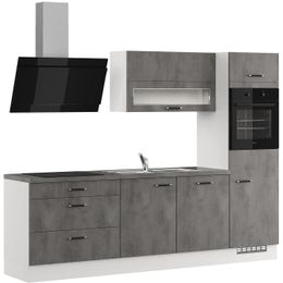 K&uuml;che IMPULS K&Uuml;CHEN, B:270cm H:206,2cm T:60cm, grau, Komplettk&uuml;chen-Sets, ""Prag", Ausrichtung w&auml;hlbar, Schubk&auml;sten mit Soft-Close", vormontiert,