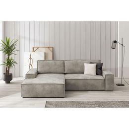 Ecksofa Home Affaire, B:267cm H:85cm T:167cm, grau, 100% Polyester, Sofas, "SHERWOOD Schlafsofa 267 cm, L-Form", Schlaffunktion mit Bettkasten
