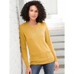 Casual Looks Damen Rundhalspullover "Pullover", gelb, Gr. 46, unifarben, 50% Baumwolle, 50% Polyacryl, Pullover