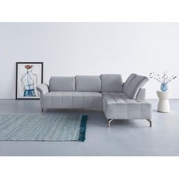 Ecksofa Inosign, B:260cm H:79cm T:220cm, grau, 100% Polyester, Wohnzimmer, Sofas, "Fresh L-Form", Federkern, wahlweise Kopfteilverstellung und