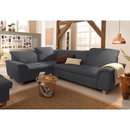 Ecksofa Home Affaire, B:275cm H:81cm T:214cm, grau, Luxus-Microfaser Lederoptik (100% Polyester);Microfaser PRIMABELLE (100% Polyester);Feinstruktur