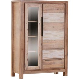 Vitrine GUTMANN FACTORY, B:110cm H:155cm T:47cm, braun, Holz teilmassiv, Schr&auml;nke, "Tulsa", H&ouml;he 155 cm