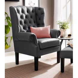 Sessel Home Affaire, B:83cm H:113cm T:94cm, schwarz, NaturLEDER (echtes Rindsleder);Luxus-Microfaser Lederoptik (100% Polyester), Wohnzimmer, Sessel,