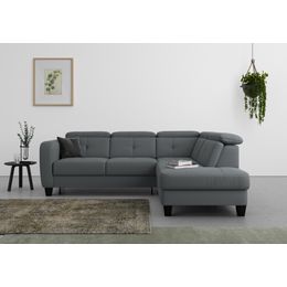Sit & More Ecksofa SIT & MORE, B:249cm H:85cm T:195cm, grau, Wohnzimmer, Sofas, "Belluci L-Form", inklusive Federkern, wahlweise mit Bettfunktion und Bettkasten