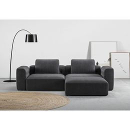 Ecksofa RAUM.ID, B:268cm H:62cm T:191cm, grau, 100% Polyester, Wohnzimmer, Sofas, "Cushid L-Form", Modulset, bestehend aus 3 Teilen