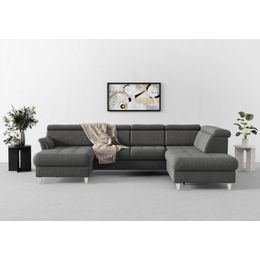 Sit & More Wohnlandschaft SIT & MORE, B:304cm T:216cm, grau, 98% Polyester, 2% Polyamid, Sofas, "Marano U-Form", inklusive Kopfteilverstellung, wahlweise mit