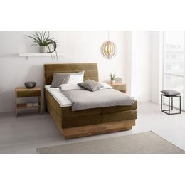 Boxspringbett OTTO products, B:164cm L:216cm, braun, Polyester, Komplettbetten, "Jenna", ohne LED-Beleuchtung, mit zertifizierten, recycelten