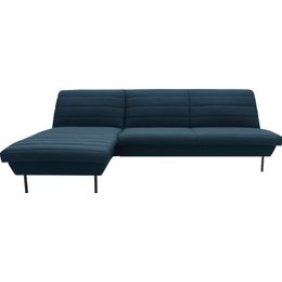 Ecksofa, B:274cm H:92cm T:168cm, blau, LOOKS by Wolfgang Joop, 100% Polyester, Wohnzimmer, Sofas, "LOOKS IX L-Form", Quersteppung, ohne Armlehnen