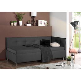 Polsterliege Maintal, B:99cm L:210cm, grau, Holzwerkstoff, Komplettbetten, mit Seiten- und R&uuml;ckenteil