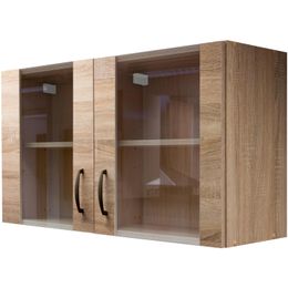 Glash&auml;ngeschrank Flex-Well, B:100cm H:55cm T:32cm, braun, Glas, Holzwerkstoff, Schr&auml;nke, "Bergen", (B x H x T) 100 x 54,8 x 32 cm
