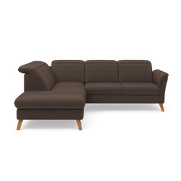 Sit & More Ecksofa SIT & MORE, B:250cm H:91cm T:220cm, braun, 100% Polyester, Wohnzimmer, Sofas, "Romero L-Form", wahlweise mit oder ohne TV-Funktion,