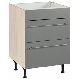 Kochfeldumbauschrank Optifit, B:60cm H:87cm T:58,4cm, grau, Schränke, "Bern", 60 cm breit, mit 2 Auszügen, mit höhenverstellbare Füße