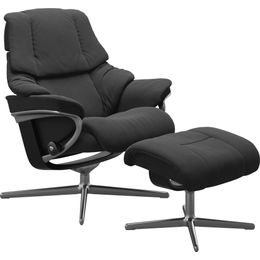 Fu&szlig;hocker stressless, B:55cm H:43cm T:41cm, grau, Microfaser DINAMICA (88% Polyester, 12% Polyurethan), Hocker, "Reno", mit Cross Base, Gr&ouml;&szlig;e S, M &