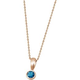 Firetti Damen Kette mit Anhänger "Schmuck Geschenk Gold 375 Gold 585 Halsschmuck Halskette Solitär", Roségold 375, L: 45 B: 1mm, blau, Roségold 375,