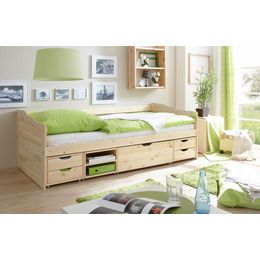 Funktionsbett Ticaa, beige, Kinderzimmer, Daybetten, "Marlies", mit Schubkästen, Kiefer