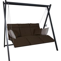 Hollywoodschaukel, B:220cm T:150cm, braun, Angerer FREIZEITM&Ouml;BEL, Obermaterial: 100% Polyester. F&uuml;llung: 100% Polyurethan, Garten,
