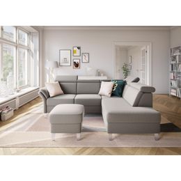 Sit & More Ecksofa SIT & MORE, B:245cm H:84cm T:193cm, grau, Wohnzimmer, Sofas, "Vincenzo L-Form", inklusive Kopfteilverstellung, wahlweise mit Bettfunktion,