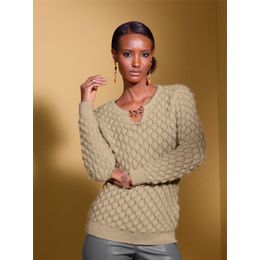 CR&Eacute;ATION L CREATION L Damen Ajourpullover "Pullover", beige, Gr. 38, unifarben, 68% Polyacryl, 28% Polyester, 4% Elasthan, Pullover