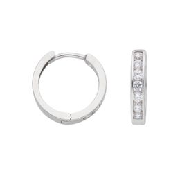 Adelia&acute;s ADELIA ́S Damen Paar Ohrh&auml;nger "1 Paar 585 Wei&szlig;gold Ohrringe / Creolen mit Zirkonia &Oslash; 13,6 mm", Damen, Gold, silber, Gold, Ohrringe, mit Zirkonia