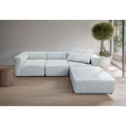3-Sitzer Andas, B:301cm H:69cm T:108cm, blau, 95% Polyester, 5% Nylon, Sofas, "Utvik kann individuell zusammengestellt werden", Modulsofa, bestehend